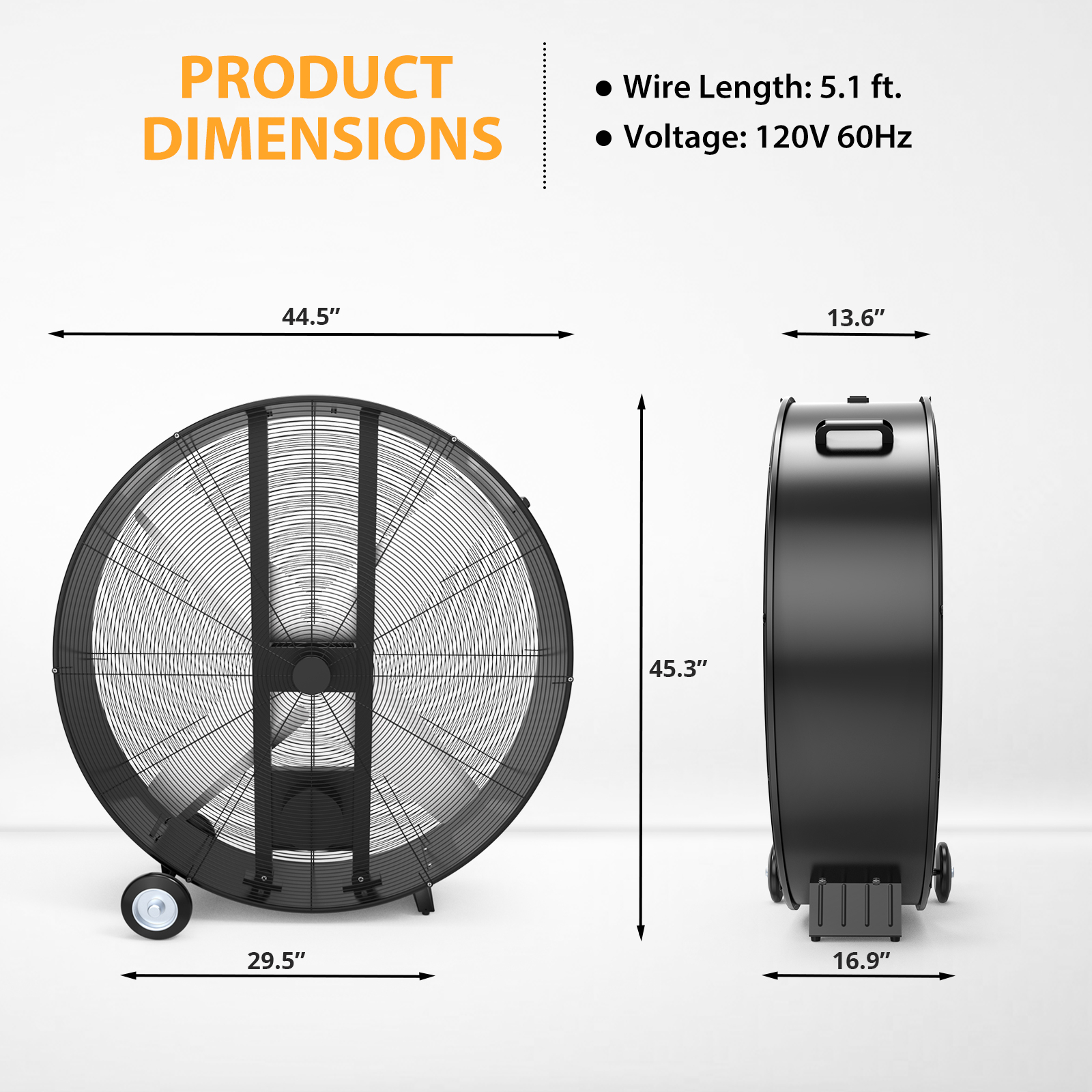 US 24/42" High Velocity Floor Industrial Drum Fan Barrel Fan 2 Speeds ...